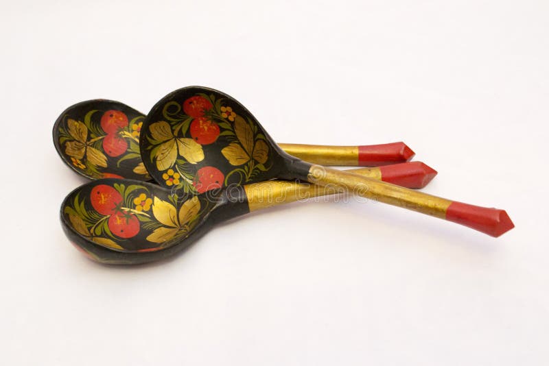 Hand-painted wooden spoons stock image. Image of kitchen - 38375691