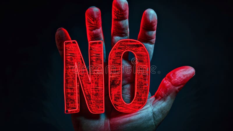 Hand Painted with the Word No, Clear Message Against Agreement or ...