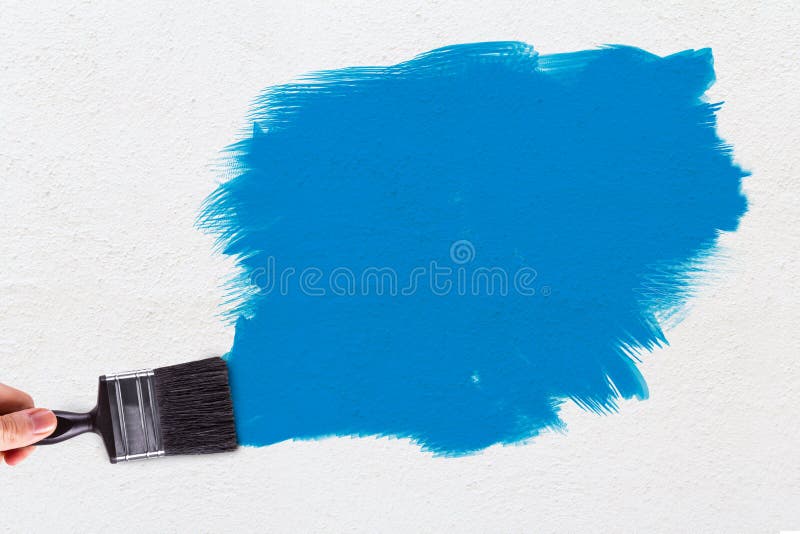 Hand Painting Abstract Shape on Wall Stock Image - Image of male ...