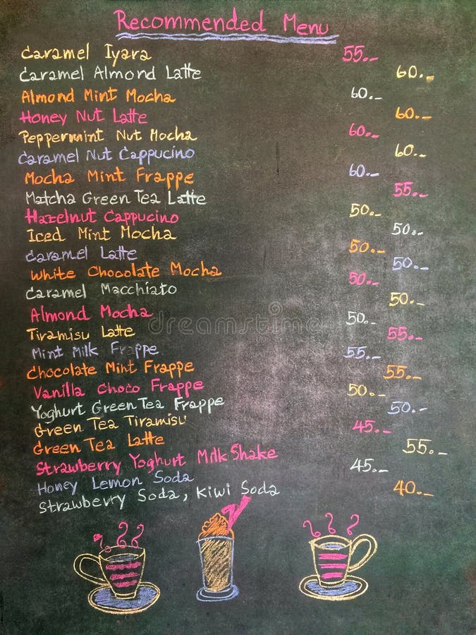 Hand Painting Coffee and Beverage Prices Stock Image - Image of ...