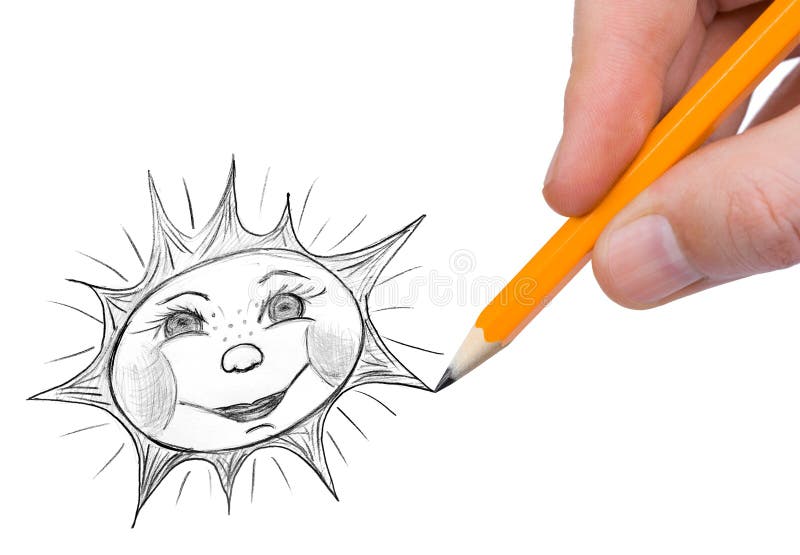 Hand painting sun stock image. Image of cute, cartoon - 3409759