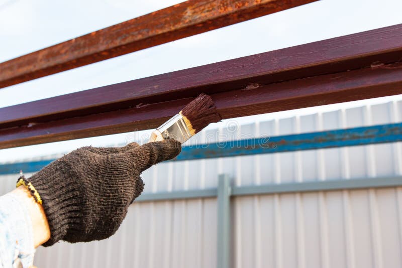 Hand Paints Metal Brown Paint Stock Image - Image of metal, street ...