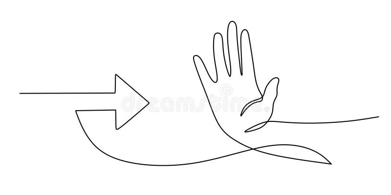 Hand Palm Facing Forward in Continuous Line. Openness Readiness and ...
