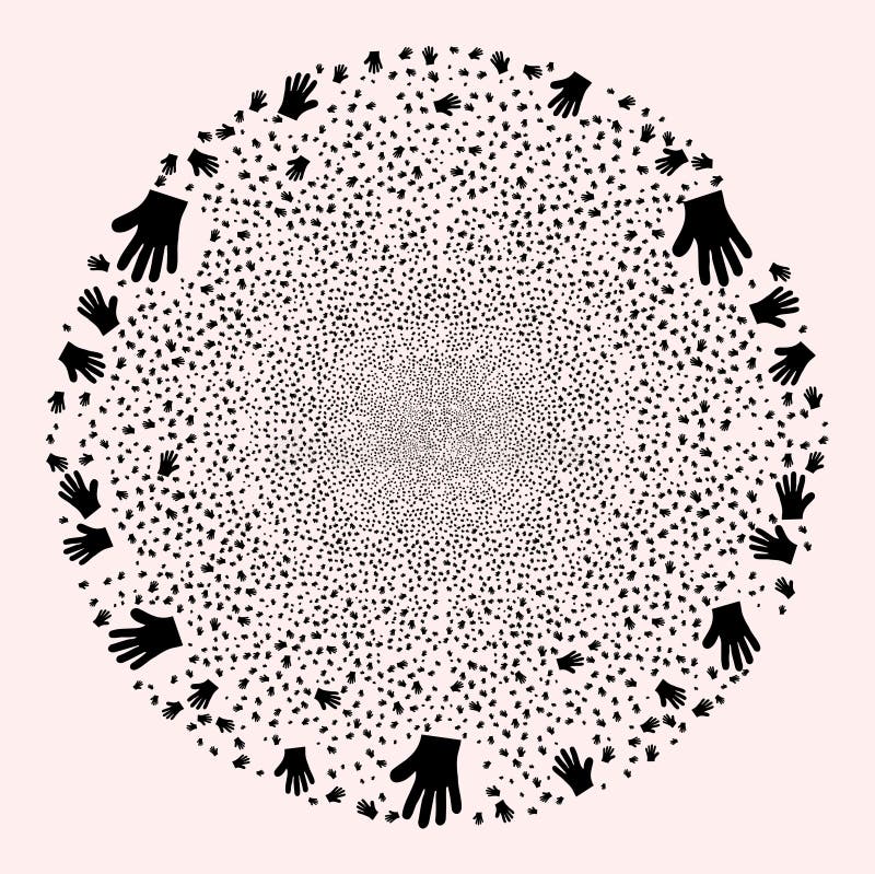 Hand Palm Icon Mosaic Exploding Round Globula Stock Vector ...