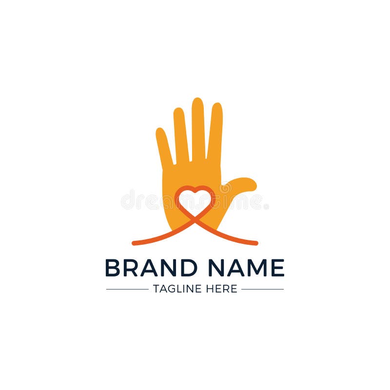 Hand Palm and Heart Symbol Playful Logo Stock Vector - Illustration of ...