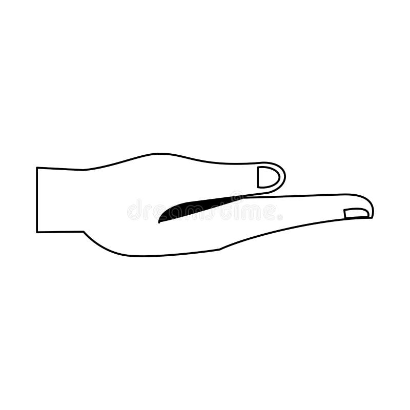 Hand Palm Open in Black and White Stock Vector - Illustration of index ...