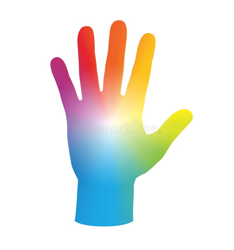 Hand Palm Rainbow Colors stock vector. Illustration of esoteric - 48906829