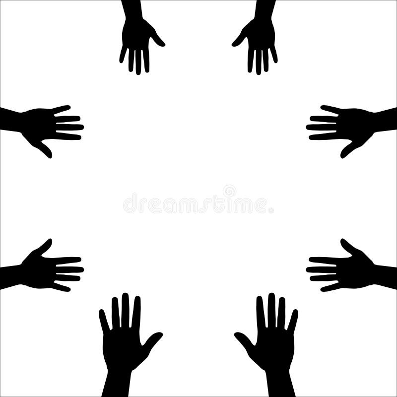 Four Pairs of Hands on the Table. Stock Vector - Illustration of person ...