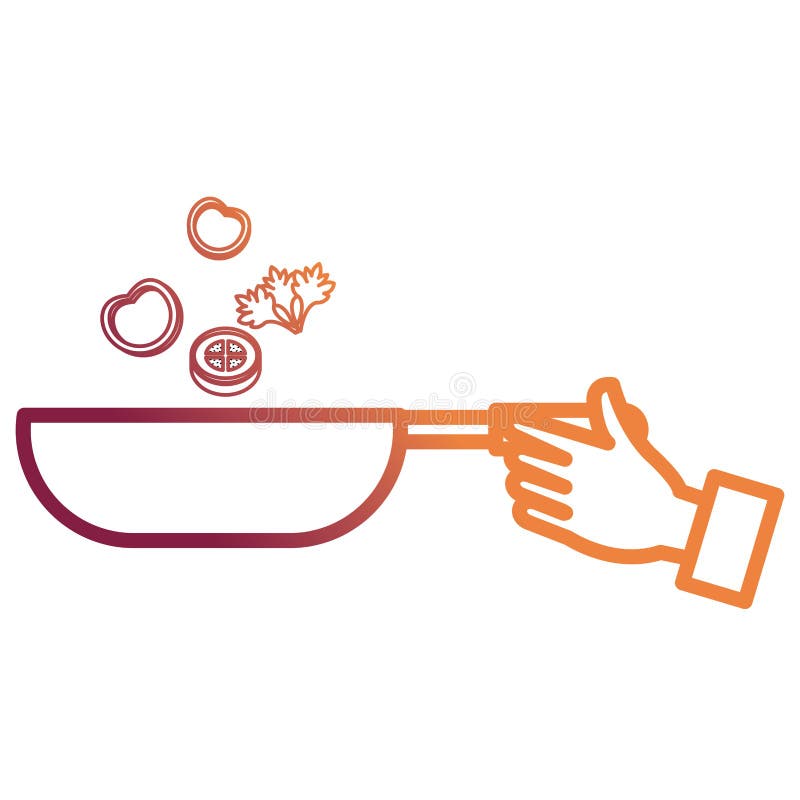 Hand with Pan Cooking Vegetables Stock Illustration - Illustration of ...