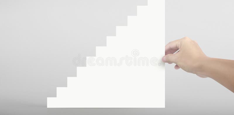 Hand and Paper Cut Out Figure on Increasing Arranged Blocks Stock Photo ...