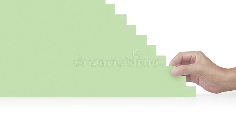 Hand and Paper Cut Out Figure on Increasing Arranged Blocks Stock Photo ...