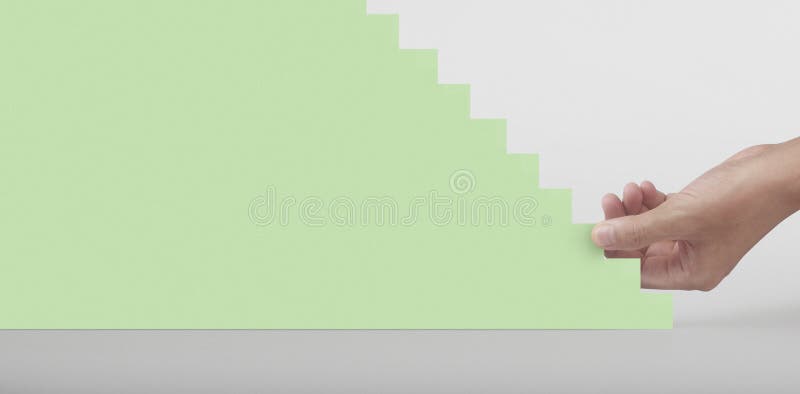 Hand and Paper Cut Out Figure on Increasing Arranged Blocks Stock Image ...