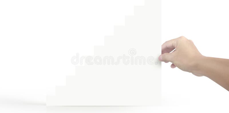 Hand and Paper Cut Out Figure on Increasing Arranged Blocks Stock Image ...