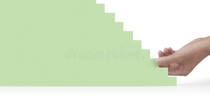 Hand and Paper Cut Out Figure on Increasing Arranged Blocks Stock Photo ...