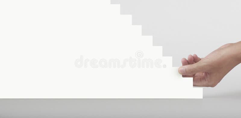 Hand and Paper Cut Out Figure on Increasing Arranged Blocks Stock Photo ...