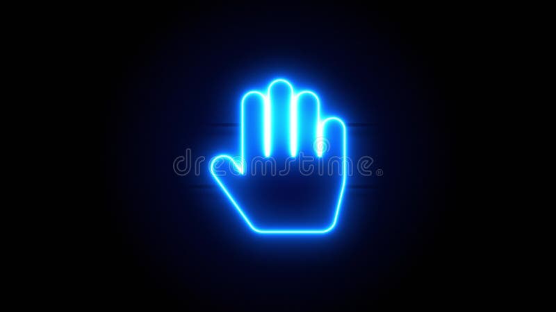 Hand Paper Neon Sign Appear In Center And Disappear After Some Time Loop Animation Of Blue Neon