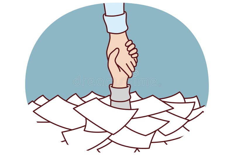 Hand among Papers Asks for Help and Salvation from Bureaucracy and ...
