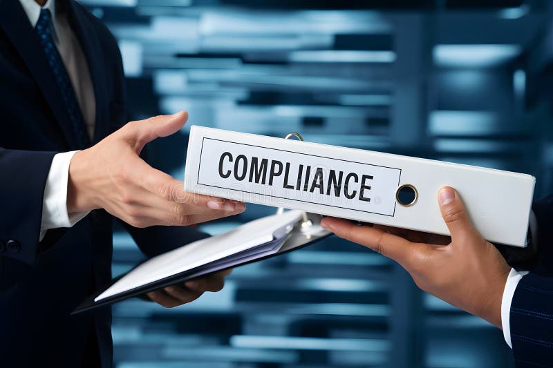 A Hand Passing Over a Compliance Binder in a Professional Exchange ...