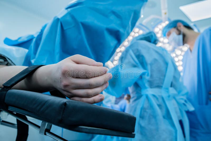 Hand of a Patient Lying on the Operating Table. the Patient is Sleeping ...