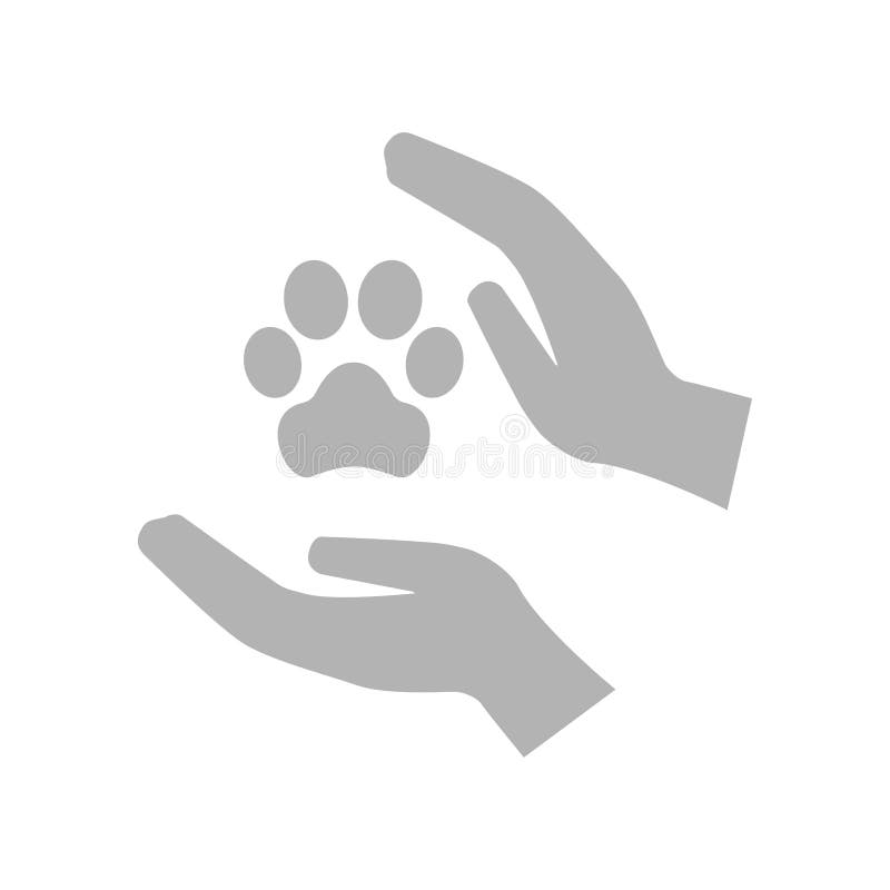 Hand and Paw Icon, Animal Protection Concept, Vector Illustration Stock ...