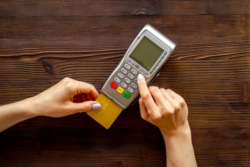 Hand Paying by Card with Pos Payment Terminal. Payment Transactions ...