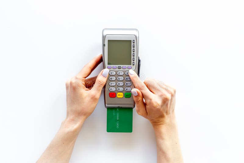 Hand Paying by Card with Pos Payment Terminal. Payment Transactions ...