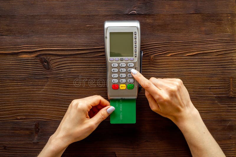 Hand Paying by Card with Pos Payment Terminal. Payment Transactions ...