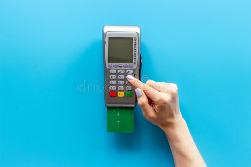 Hand Paying by Card with Pos Payment Terminal. Payment Transactions ...