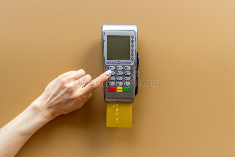 Hand Paying by Card with Pos Payment Terminal. Payment Transactions ...