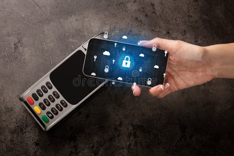Hand Paying with Cellphone on POS Stock Image - Image of banking, phone ...