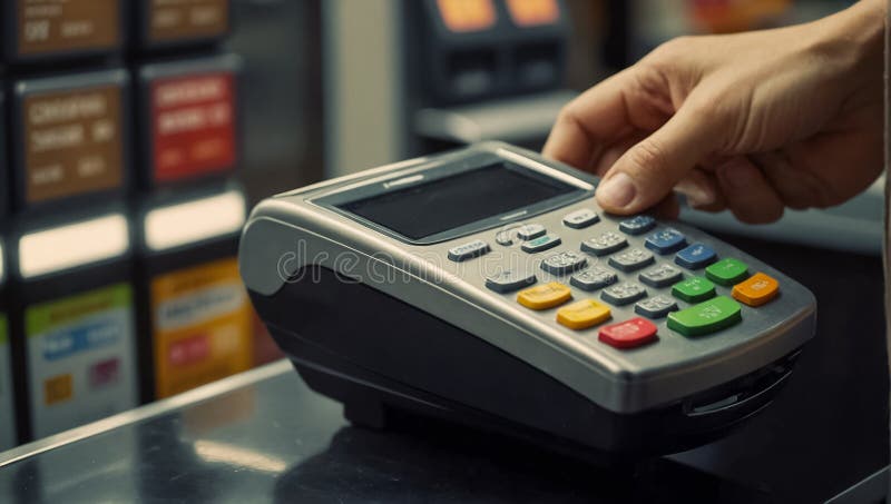 Hand Payment Terminal Mobile Stock Illustration - Illustration of ...