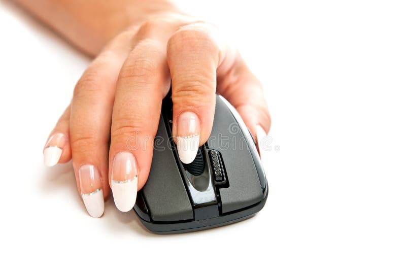 Hand and pc mouse stock photo. Image of isolated, hand - 15500594