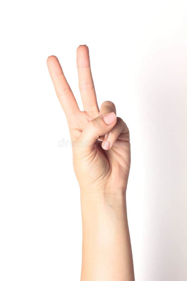 Hand with peace sign. stock photo. Image of double, sign - 83952832