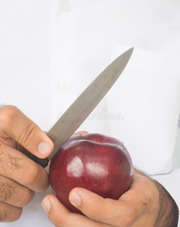 Hand Peeling or Cutting Apple Stock Image - Image of food, apple: 55649891