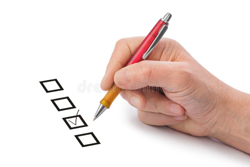 Hand with Pen and Check Boxes Stock Photo - Image of exam, mark: 125918232