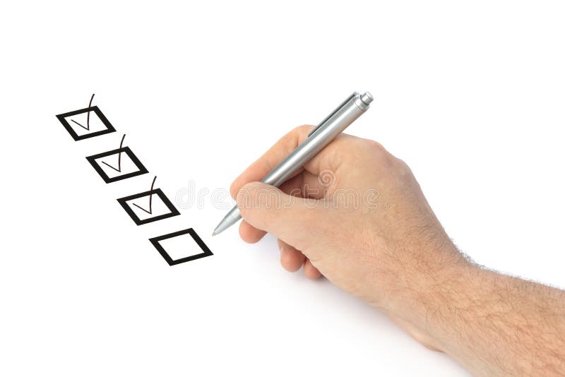 Hand with Pen and Check Boxes Stock Image - Image of choice, mark ...