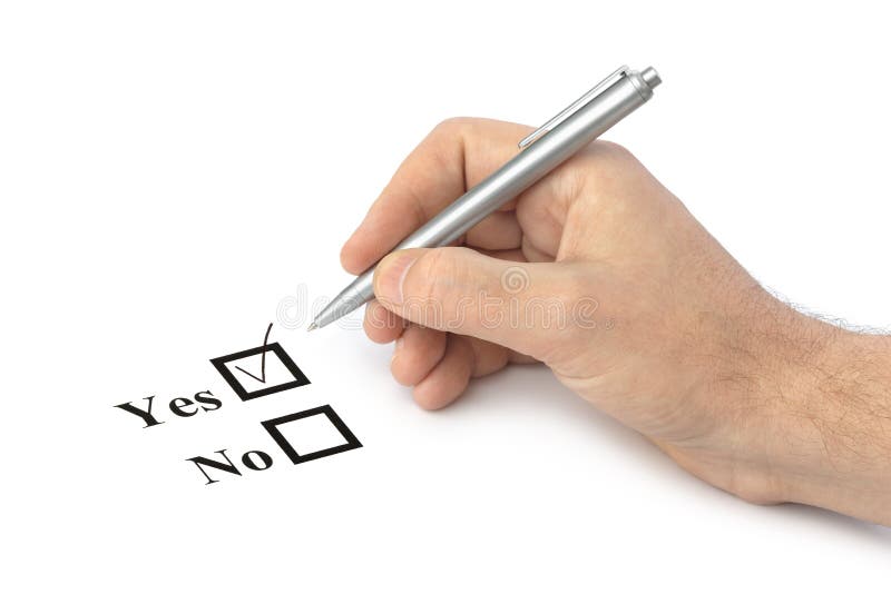 Hand with Pen and Check Boxes Stock Photo - Image of option, abstract ...