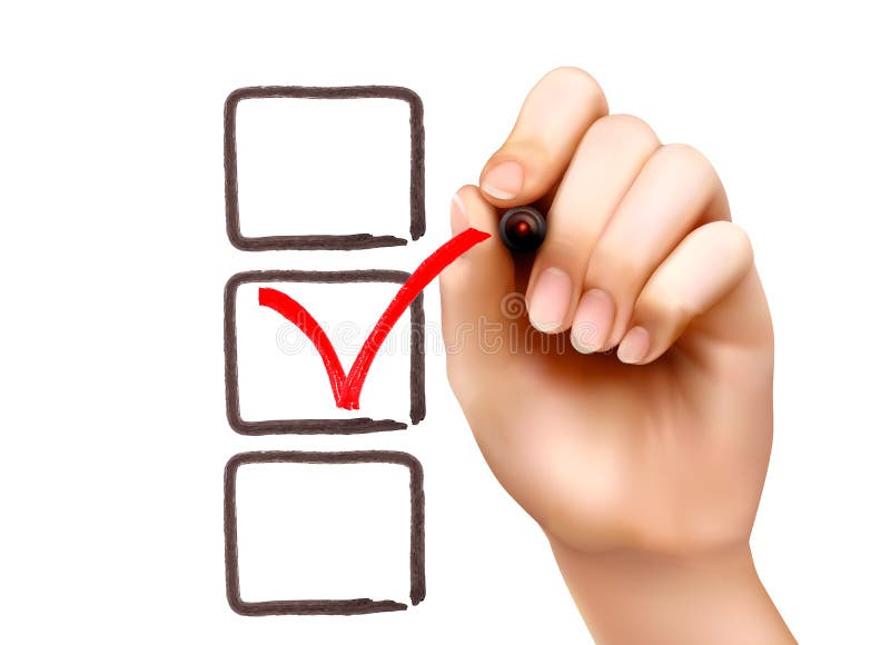 Hand with Pen and Check Boxes. Stock Vector - Illustration of hand ...