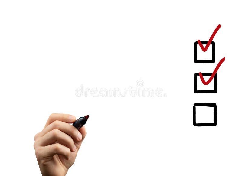 Hand with Pen and Checklist on White Stock Illustration - Illustration ...