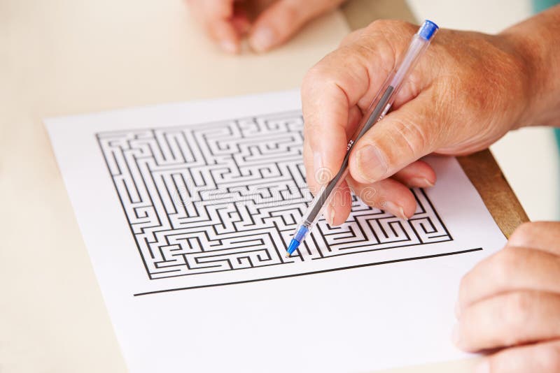 Hand with Pen Doing Memory Training Stock Image - Image of citizen ...