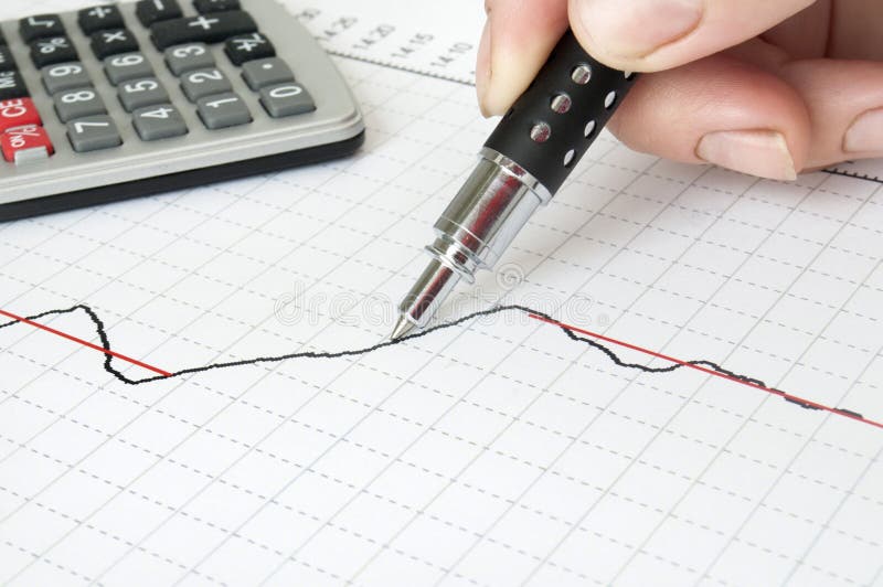 Hand with Pen Drawing Graph Stock Image - Image of figures, investment ...