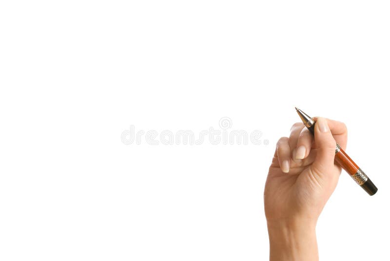 Hand and a Pen Isolated on White Stock Image - Image of finger, exam ...