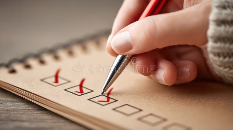 A Hand with a Pen Marking a Checklist, Symbolizing Task Completion and ...