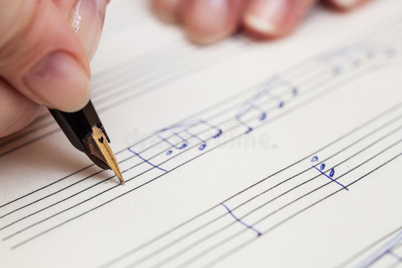 Pen and Music Sheet with Handwritten Notes Stock Image - Image of note ...