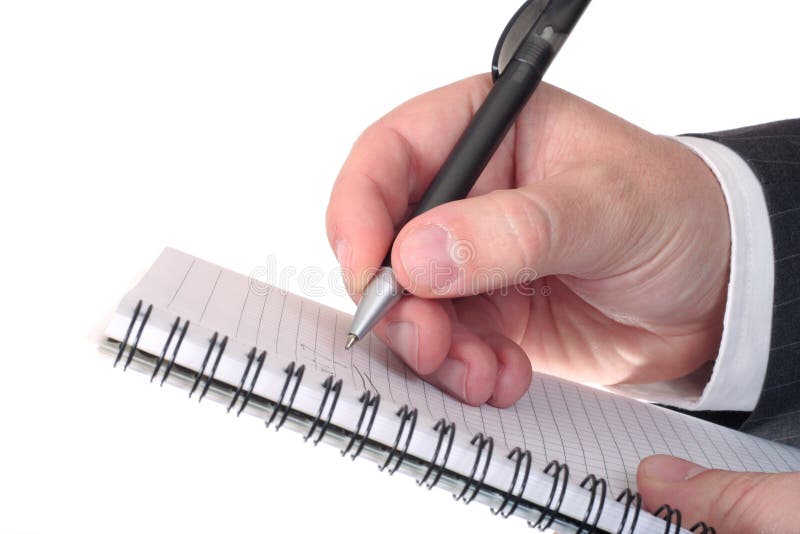 Female Hand Holding a Fountain-pen Over Notepad Stock Photo - Image of ...