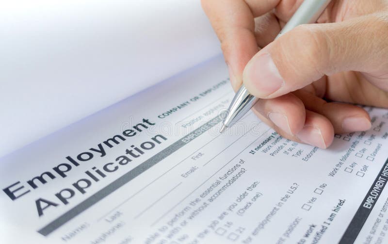 Hand with Pen Over Application Form Stock Photo - Image of exam ...