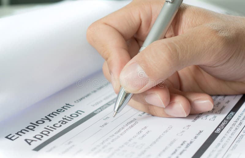 Hand with Pen Over Application Form Stock Photo - Image of concept ...