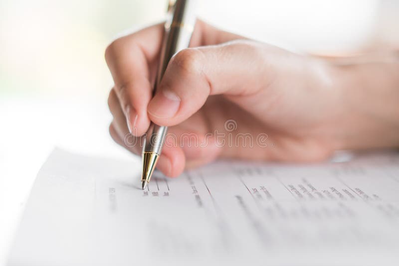 Hand with Pen Over Application Form . Stock Image - Image of concepts ...