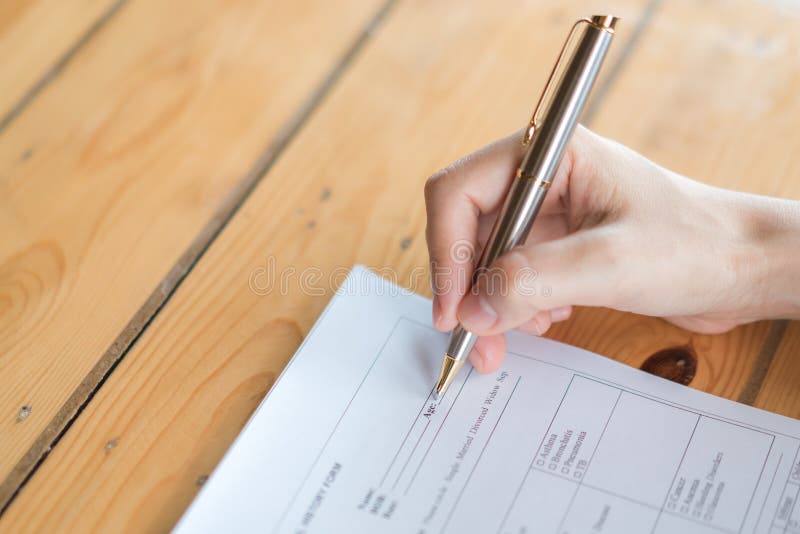Hand with Pen Over Application Form . Stock Photo - Image of hand, form ...