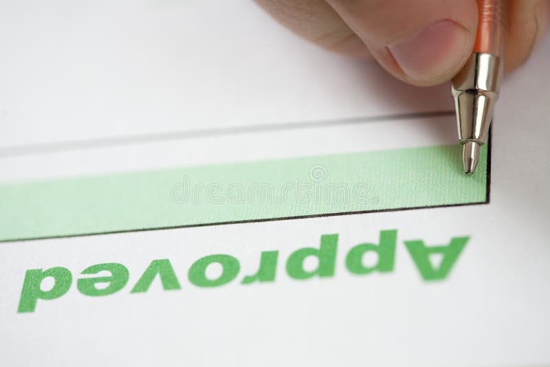 Hand With Pen Signature Approved Document Stock Image - Image of male ...